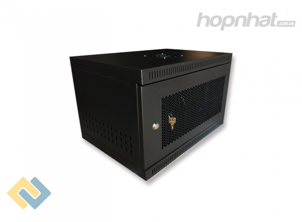 Tủ rack 6U D400 phiên bản mới màu đen cửa lưới, mika hãng UNIRACK