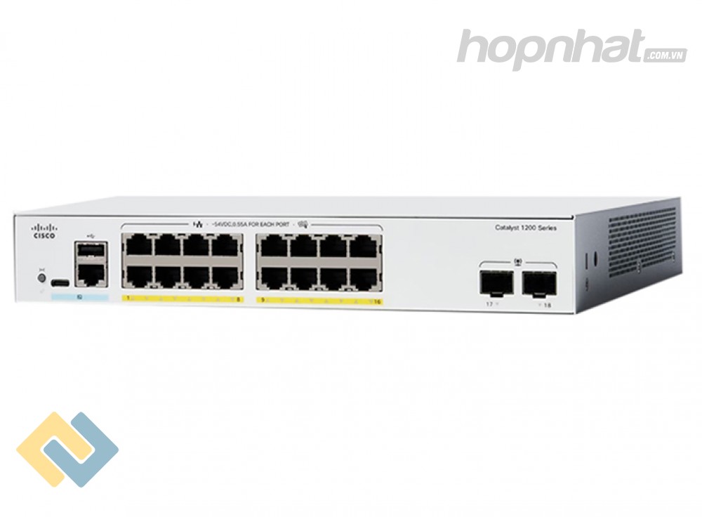 Cisco C1200-16P-2G-EU, Network ports 16 x 1G, 2 x 1G SFP, PoE+ (120W)
